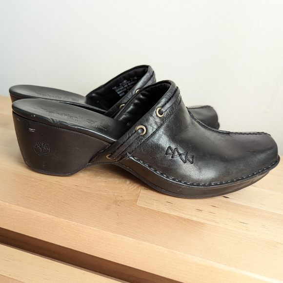 Timberland | Shoes | Timberland Comfort Black Leather Clogs | Poshmark
